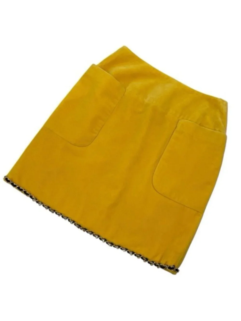 CHANEL | Skirts | Chanel Super Rare Skirt Coco Button Gold Velour Chain ...